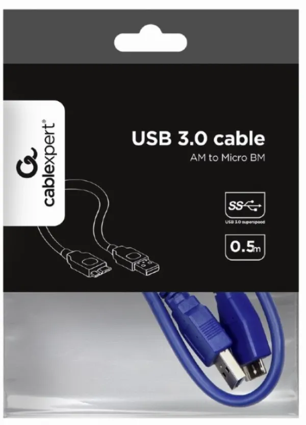 CCP-mUSB3-AMBM-0.5M Gembird USB3.0 AM to Micro BM cable, 0.5m