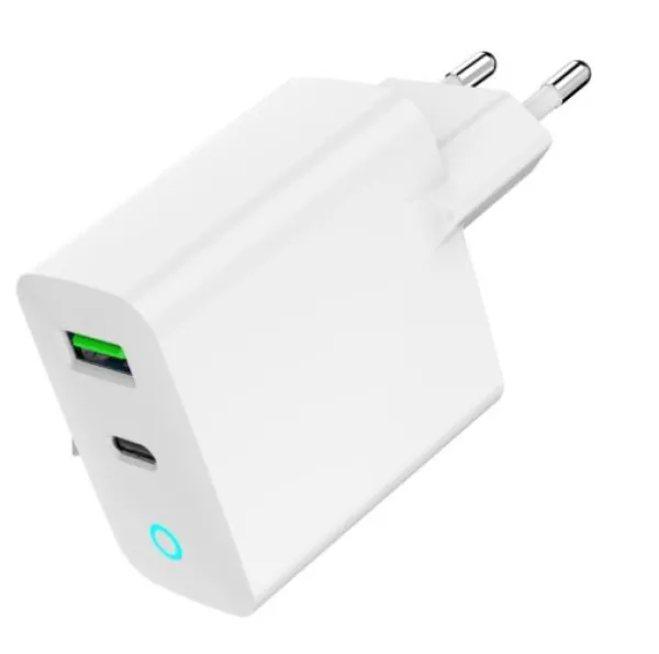TA-UC-PDQC20L-W-01 Gembird punjac 20W, 2-port (USB-A+USB-C) LED, white