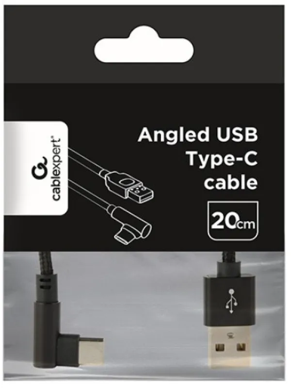 CC-USB2-AMCML-0.2M Gembird pod uglom USB Type-C kabl za punjenje i prenos podataka, 0.2 m, black