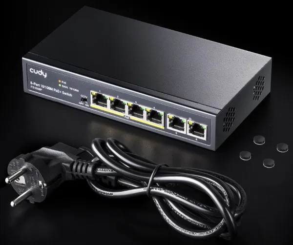 Cudy FS1006P 6-Port 10/100M PoE+ Switch, 60W internal max 32W/PoE, UPLINK, 250m (alt.PFS3006-4ET-60)