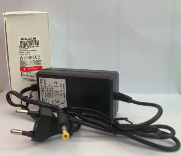 NPA-AC46 ** Gembird punjac 12v/2A 24W, 1m kabl, Coper napajanje, DC 5.5x2.1mm CE(327)