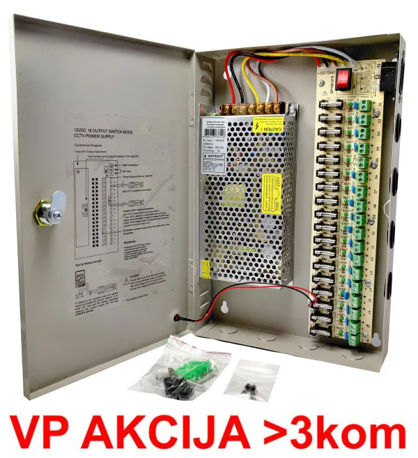 NAPRK-12V/20A-18CH ** Gembird napajanje sa kljucem, 2A/CH (2821)