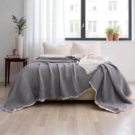 Pamučni prekivač sa dva lica 230x280cm Grey ( VLK000219-grey )