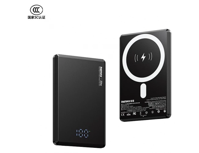 REMAX RPP-107 20W Metal Wireless Power Bank crni 5000mAh sa displejem