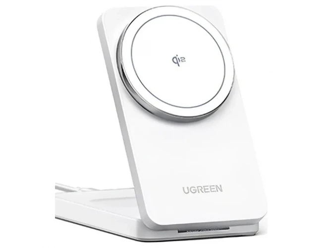 UGREEN 2-in-1 Magnetic W706 bežični punjač za telefon beli