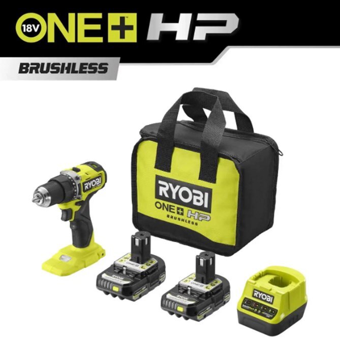 Set - udarna bušilica (18V ONE+™ HP) sa 2 baterije (2Ah) i punjačem - RYOBI RDD18C-220SID: EK000793858