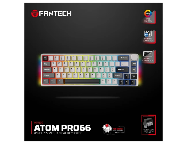 Fantech MK919 Atom Pro66 (red switch) mehanička gejmerska tastatura siva