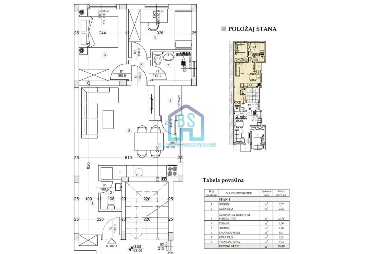 Prodaja, dvosoban stan, 54m², Adice, Novi Sad Sve Podlokacije