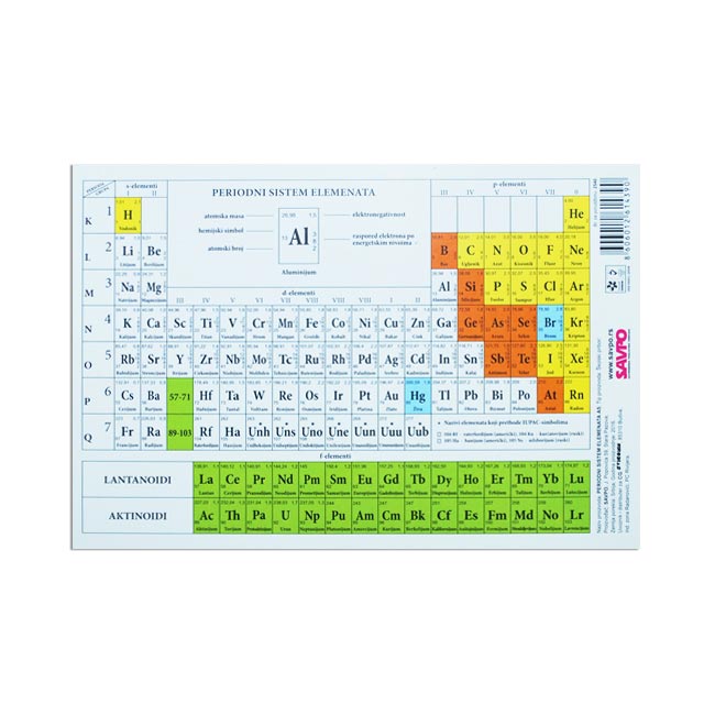 Tablica periodni sistem A5 Savpo