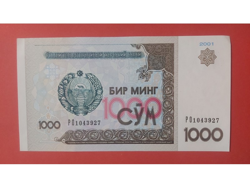 1.000 sum 2001 god Uzbekistan aUNC