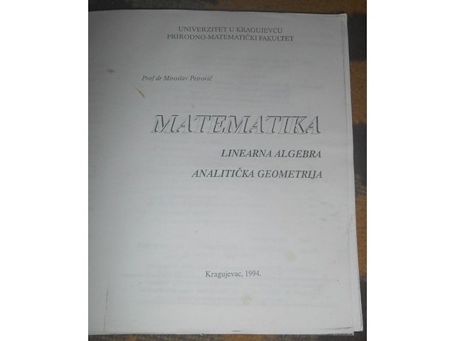 Matematika, skripta - Miroslav Petrović