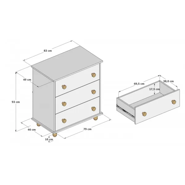 Komoda za bebe Lumi White