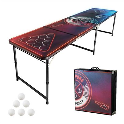 Beer Pong Sto 2,4m podesivi sa led svetlima vv