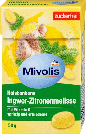 Mivolis
Tvrde bombone sa ukusom đumbira i matičnjaka, sa zaslađivačima, 50 g