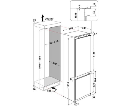 WHIRLPOOL SP40 812 EU 2 ugradni kombinovani frižider