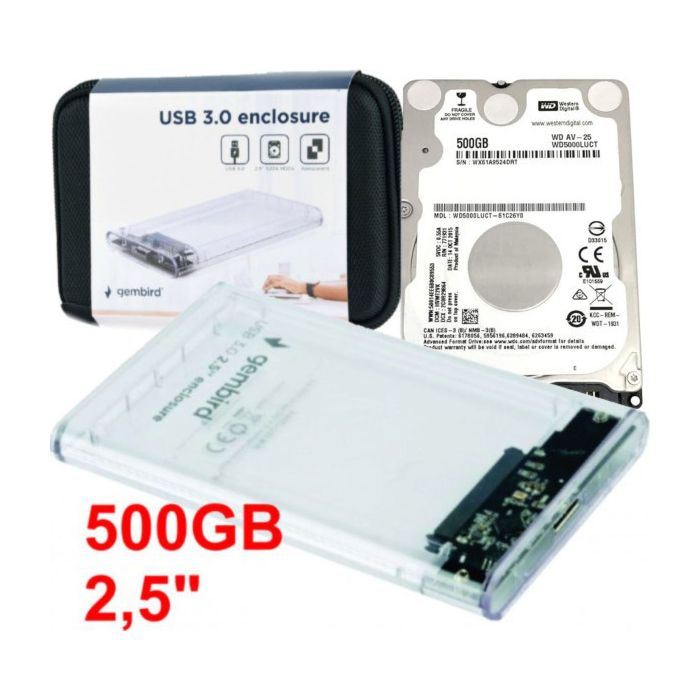 HDD 2.5 * 500GB SET USB 3.0 SATA eksterno kuciste + 500GB WD5000LUCT SEAGATE EE2-U3S9-6 (1899)