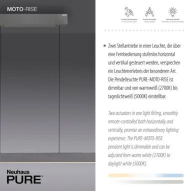 LED visilica Pure-moto-rise podesiva siva PAUL NEUHAUS