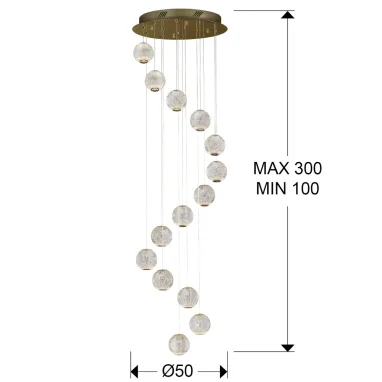 LED luster Austral kružni 14 kugli SCHULLER