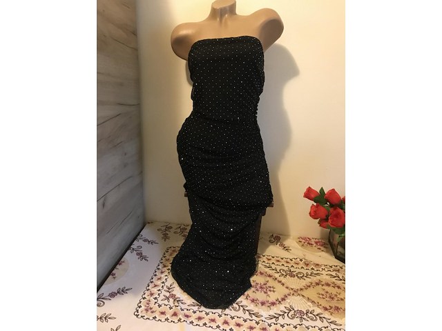 Nova Fashion top midi sa cirkonima haljina S/M