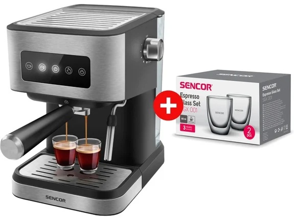 Sencor Aparat za espresso SES 4020SS + Sencor Espresso čaše 2kom SGX 001