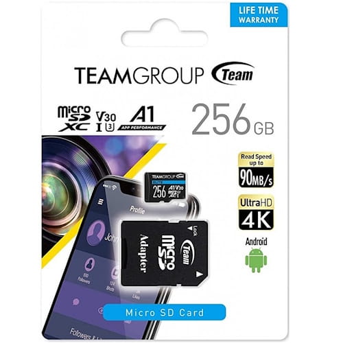 Micro SD kartica + adapter 256GB A1 V30 U3 100/50MB/s TeamGroup TEAUSDX256GIV30A103