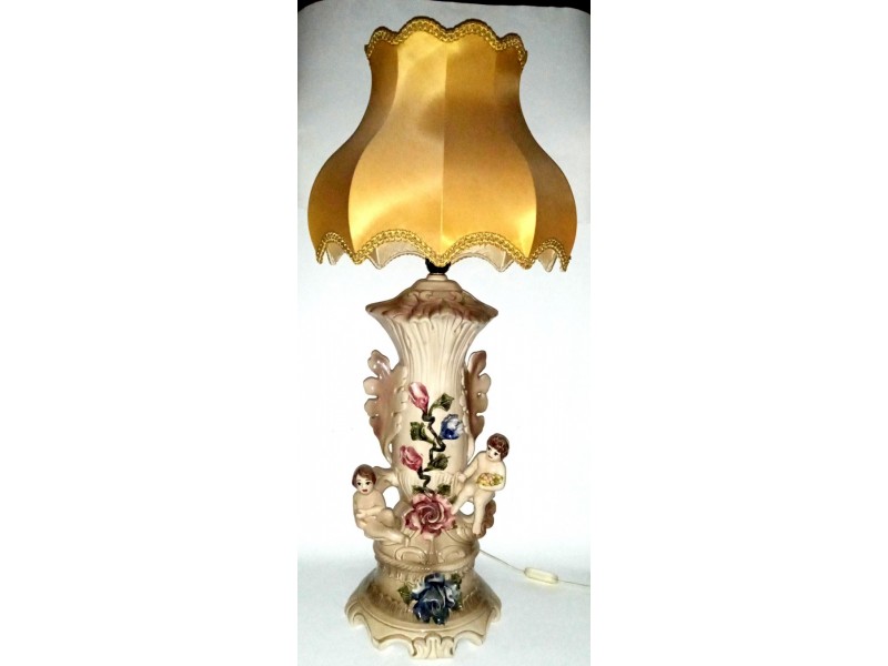 LAMPA - STARA MAJOLIKA, ABAZUR SATEN, 84cm