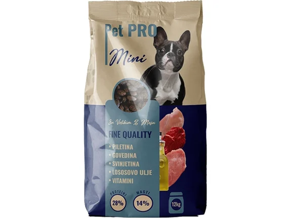 Pet Pro mini kompletna suva hrana za male odrasle pse sa piletinom, govedinom i svinjetinom 12kg