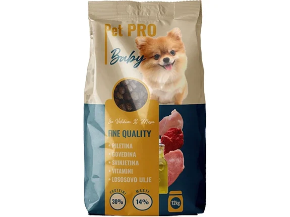 Pet Pro baby suva hrana za štence i malde pse svih rasa sa piletinom, govedinom i svinjetinom 12kg