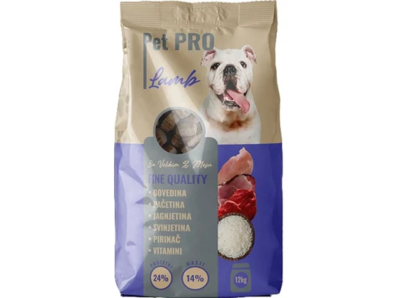Pet Pro lamb kompletna suva hrana za odrasle pse sa jagnjetinom, govedinom, svinjetinom i pirinčem 12kg