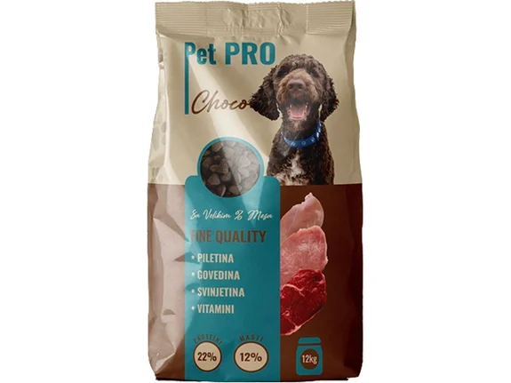 Pet Pro choco kompletna suva hrana za odrasle pse sa govedinom i svinjetinom 12kg