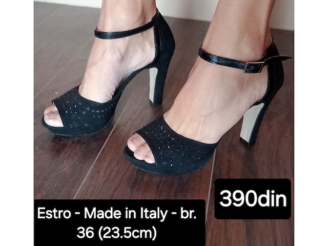 Estro sandale štikle Made in Italy crne br. 36