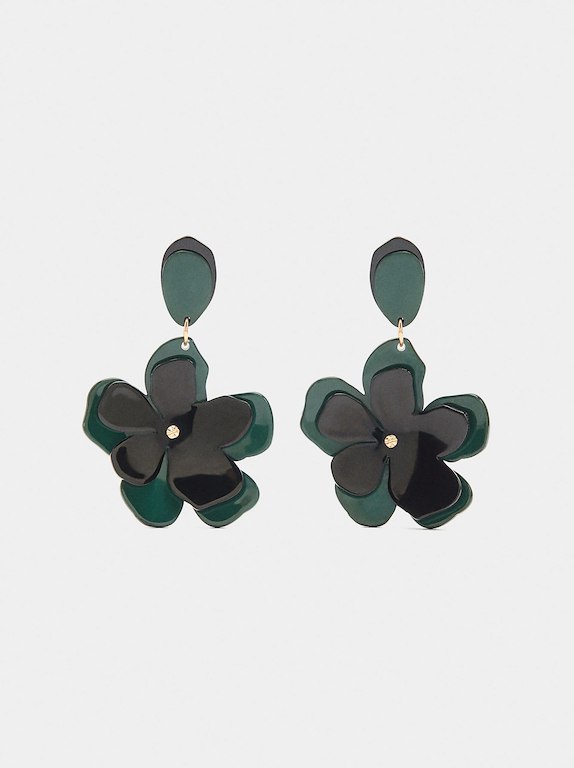 DOUBLE FLOWER EARRINGS WITH RESIN