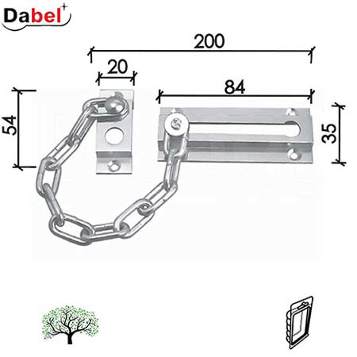 Lanac za vrata hromirani 85×35,5 mm LA431 (3398033)