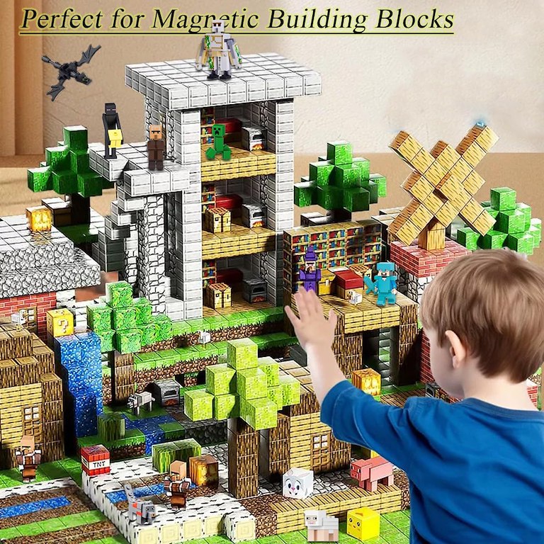 Magnetne Minecraft kocke za igru Mega set od 500 delova
