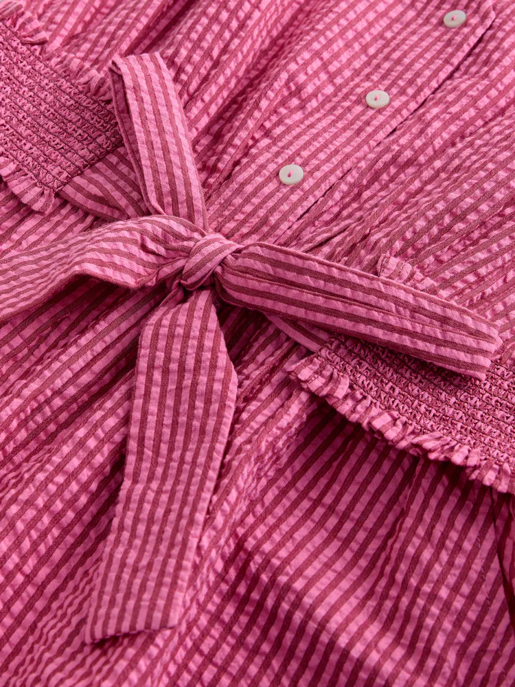 Rozo/Crveno Pruga - Letnji kombinezon sa kratkim nogavicama sa pojasom