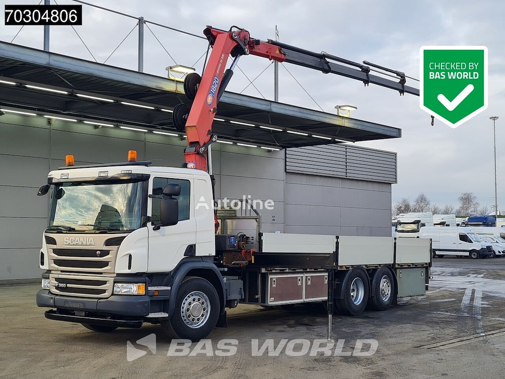 Scania P360 P 6X2 HMF 1820-K4 Kran Crane Lift+Steering Axle Air suspens kamion s ravnom platformom