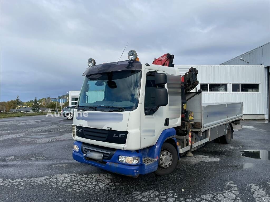 DAF FA 45.220 med Fassi F105 kran kamion s ravnom platformom