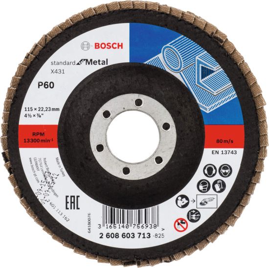 Bosch lamelni brusni disk X431, Standard for Metal 115 mm, 22,23 mm, granulacija 60 - 2608603713
