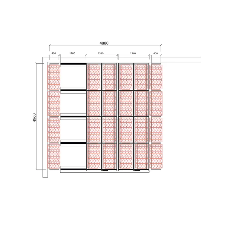 Kompaktno skladištenje guma: V 4960 x D 4880 mm