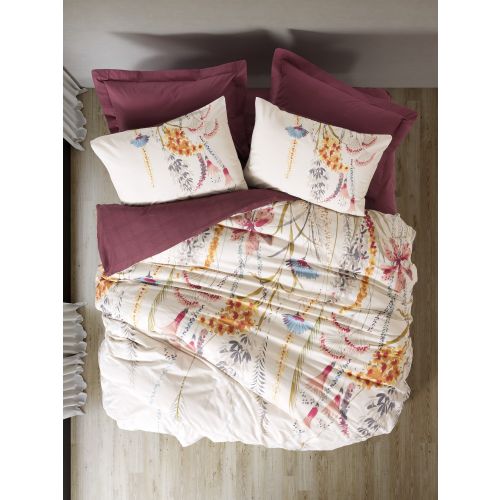 Flos - Claret Red Claret Red Ranforce Single XXL Quilt Cover Set (DE)