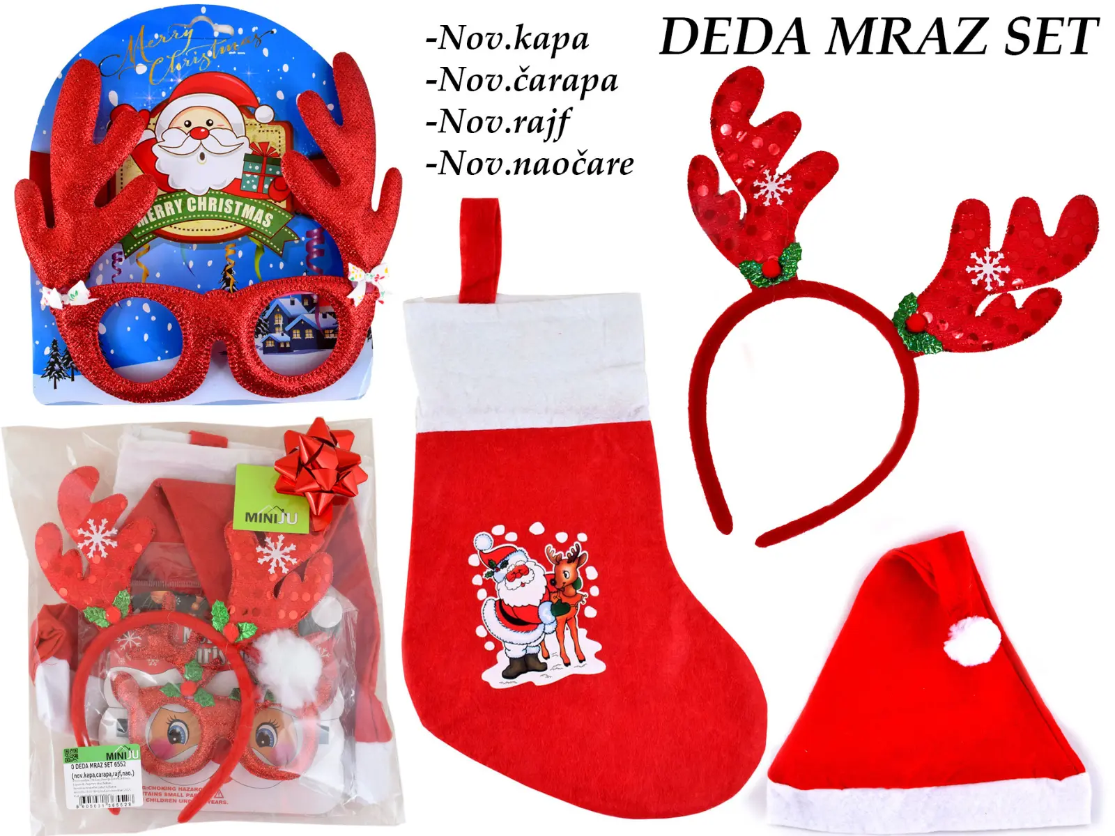 Novogodišnji deda mraz set, 4 proizvoda