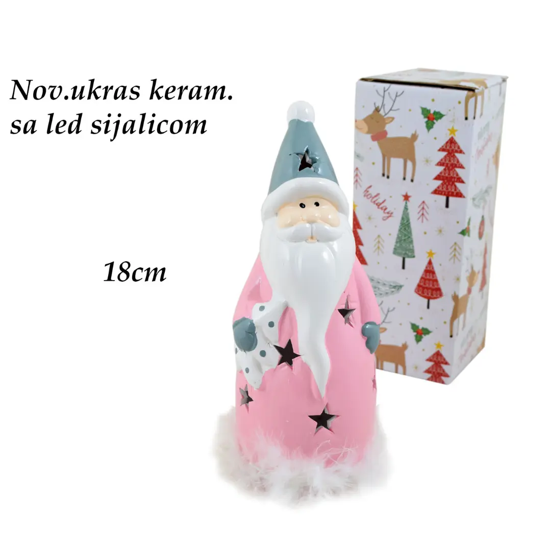 Keramički novogodišnji ukras, Deda Mraz, 18cm