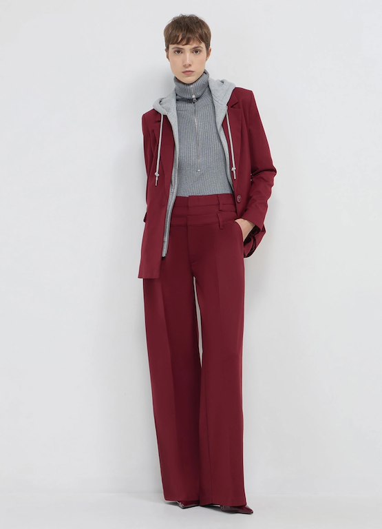 DOUBLE WAISTBAND TROUSERS BORDO