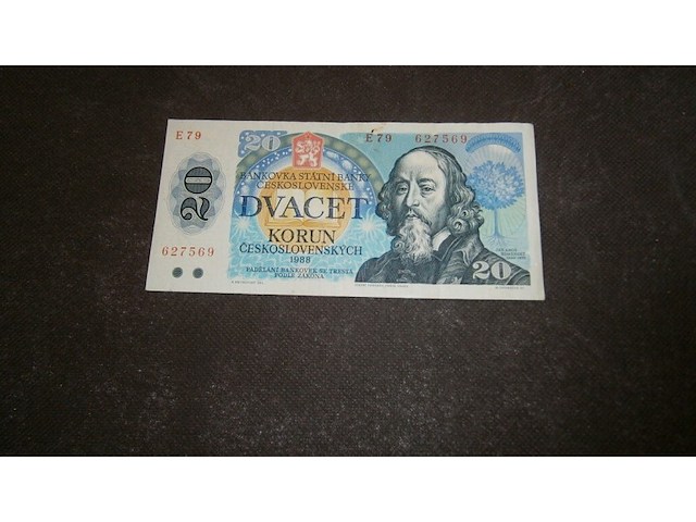 CZECHOSLOVAKIA 20 KORUN 1988