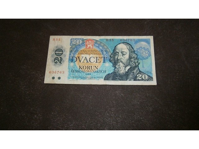 CZECHOSLOVAKIA 20 KORUN 1988