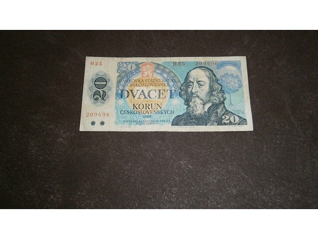 CZECHOSLOVAKIA 20 KORUN 1988