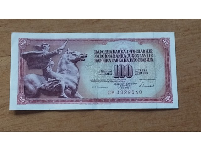 100 Dinara 1986.g - SFRJ - Konjanik -