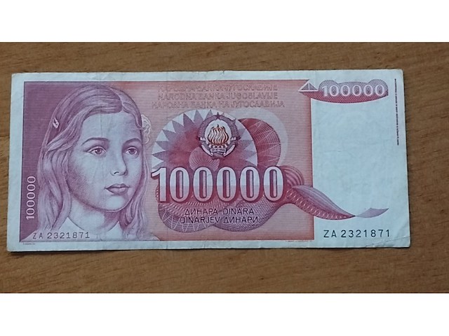 100 000 Dinara 1989.godine - SFRJ - Zamenska