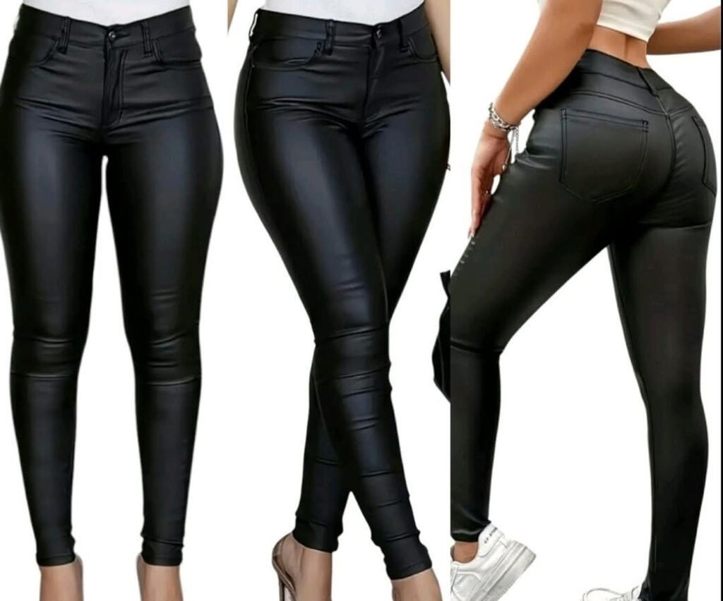   Ženske uske pantalone od imitacije kože – crne 2999 DINARA Vel. 30