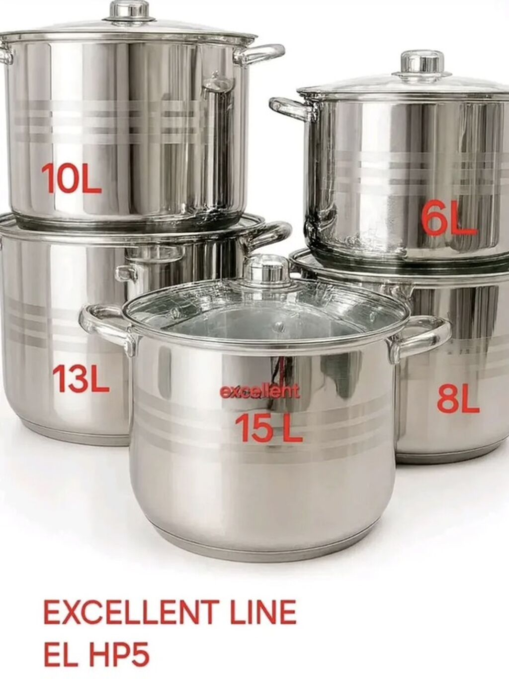 Set inox šerpi – Excellent Line EL HP5 - Materijal: nerđajući čelik